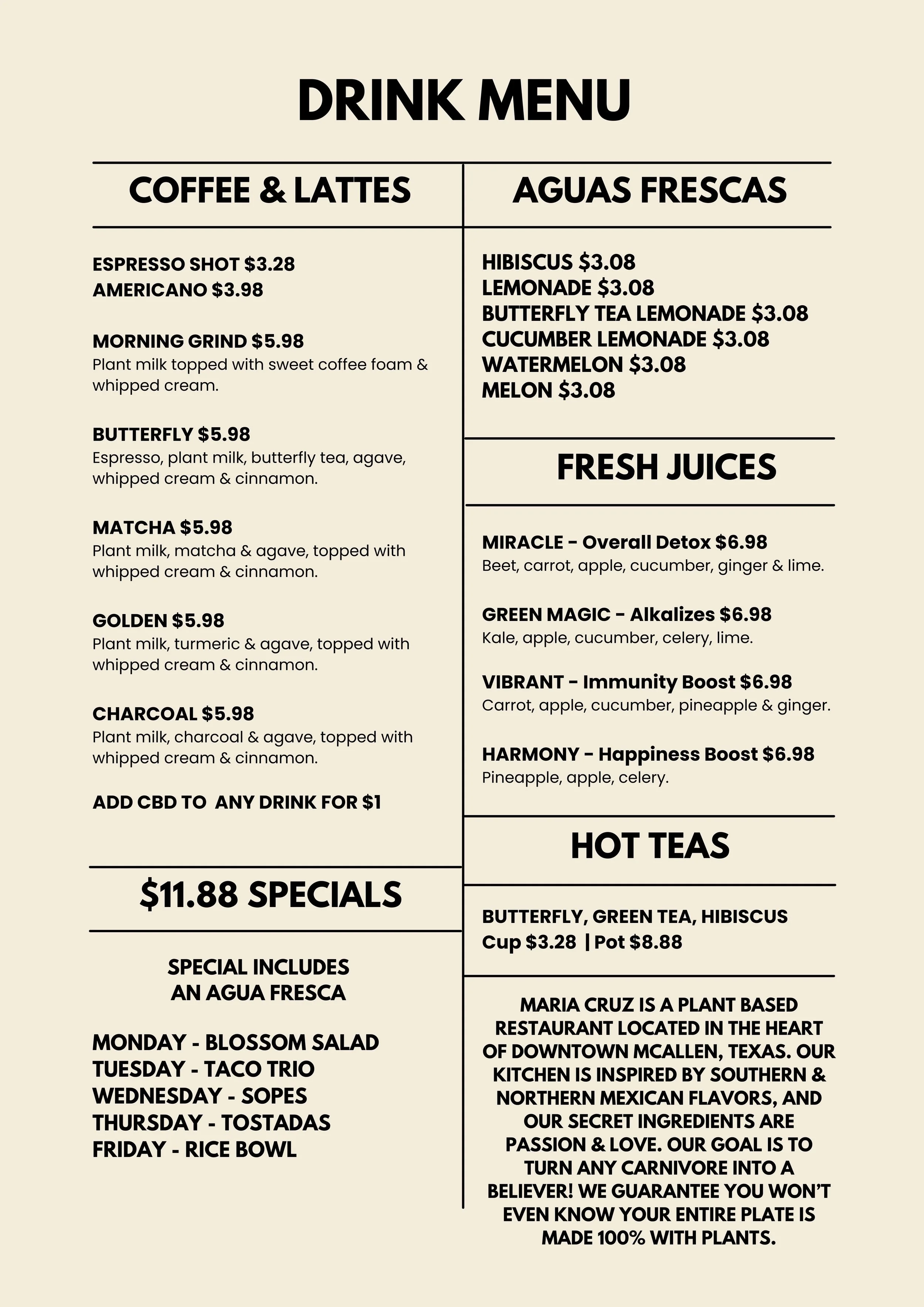 MENU 2023 — MARIA CRUZ