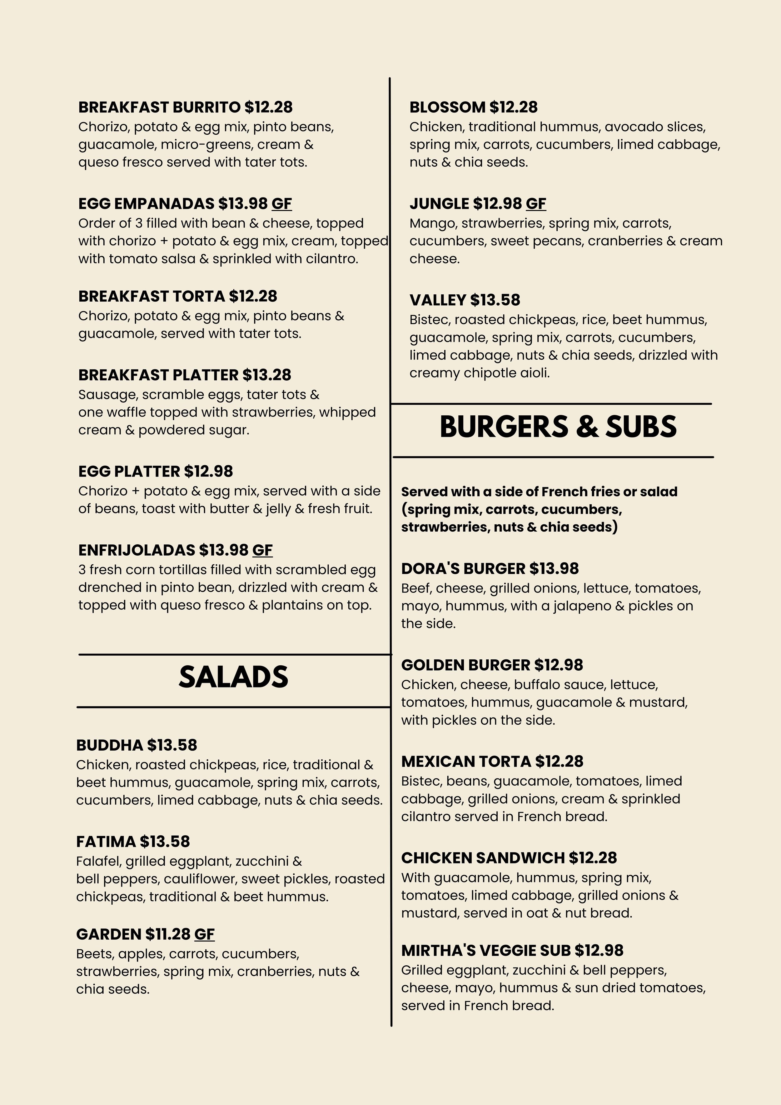 MENU 2023 — MARIA CRUZ