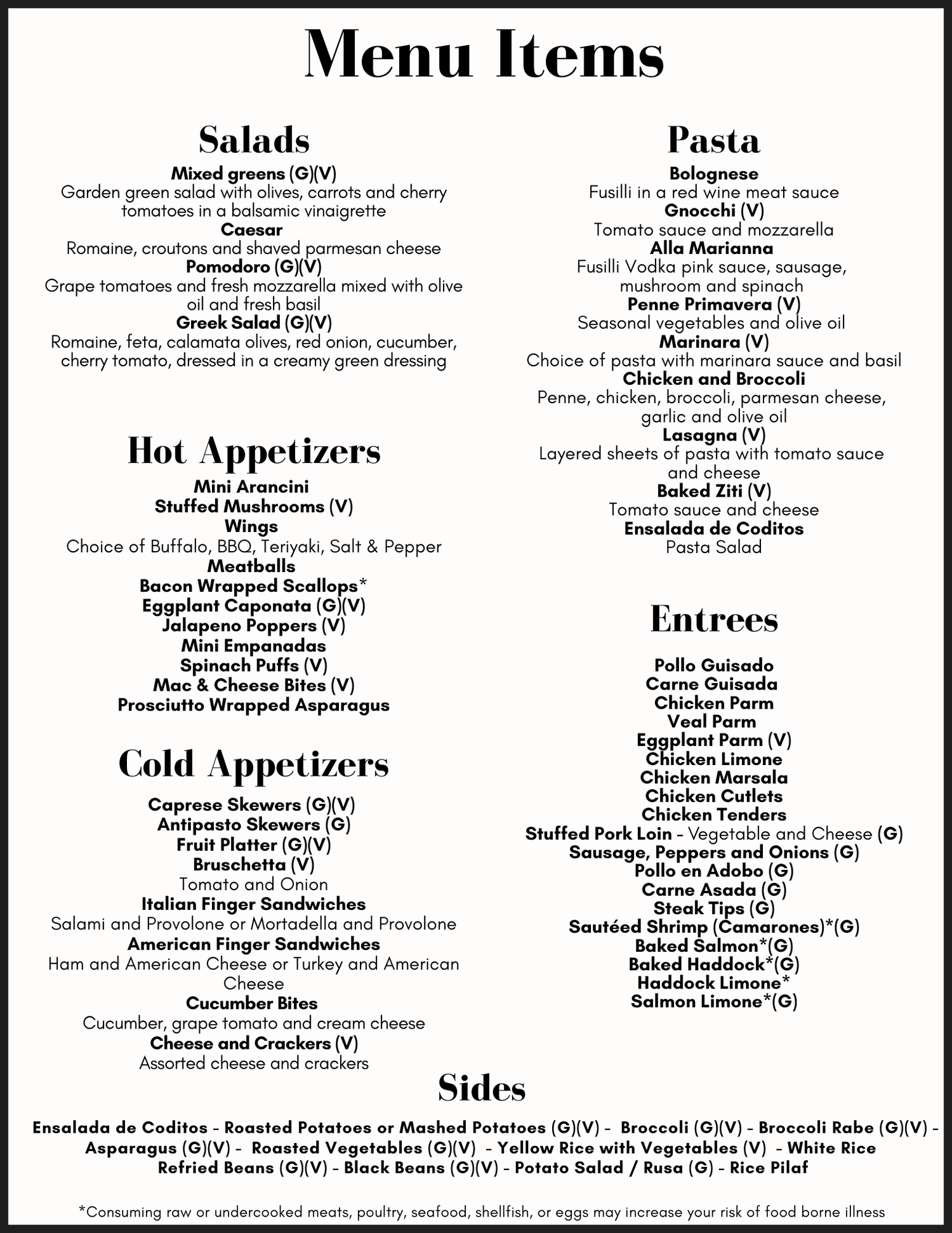 Menu — Casa Lucia