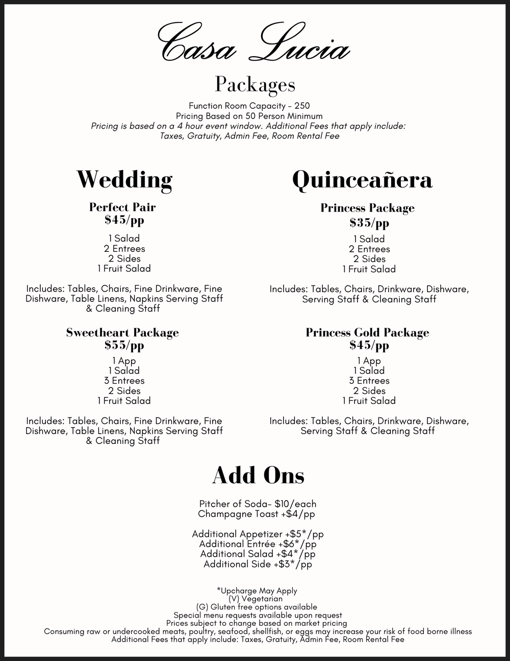 Menu — Casa Lucia
