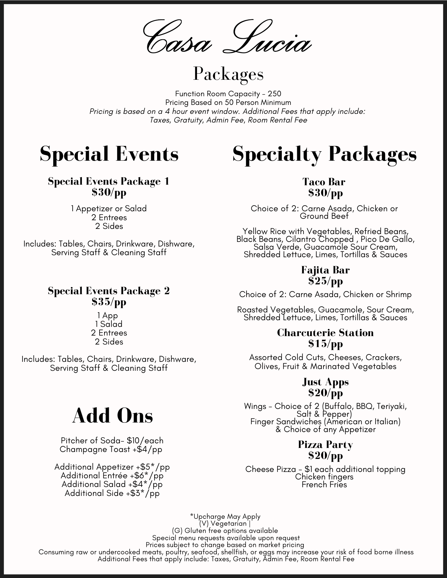 Menu — Casa Lucia