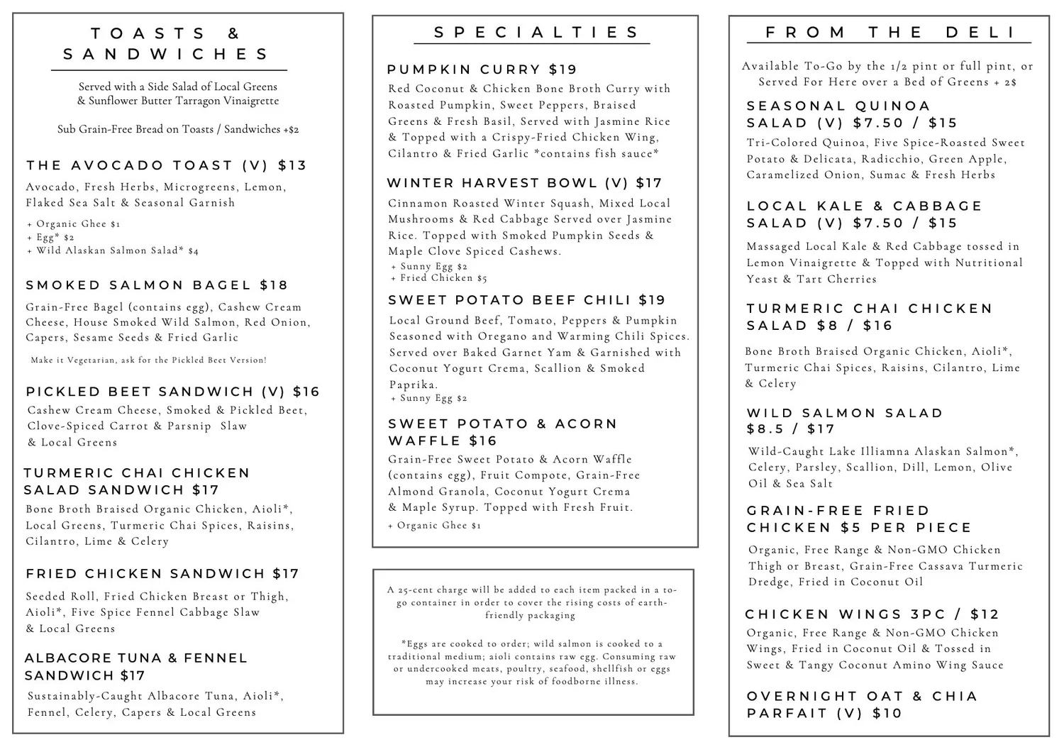 Menu — bastion. eat well.