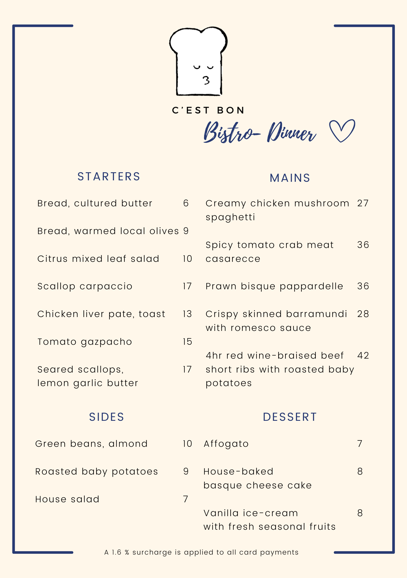 Our Menu — C'est Bon Toastie Cafe