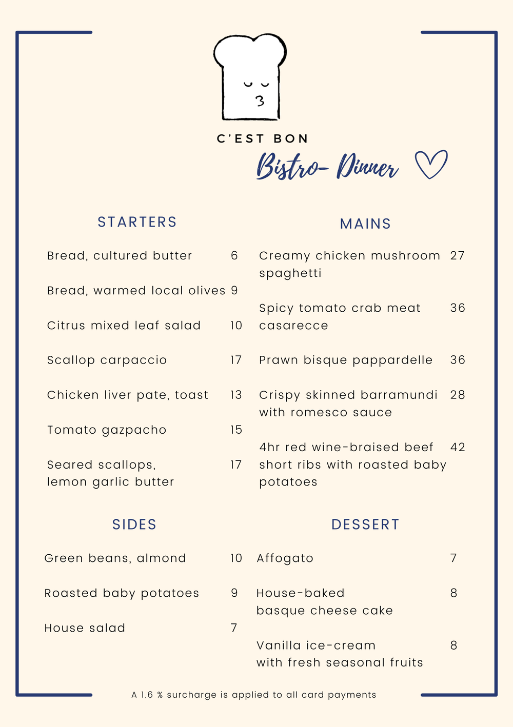 Our Menu — C'est Bon Toastie Cafe