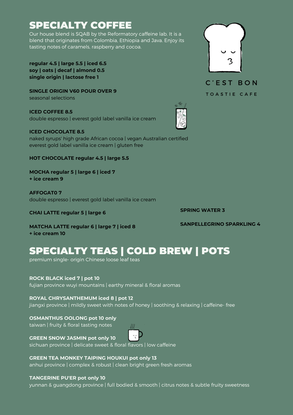 Our Menu — C'est Bon Toastie Cafe
