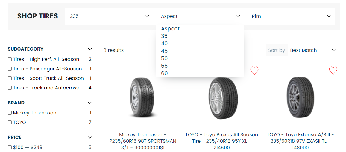 Why does the Year-Make-Model search for wheels and tires require a ...