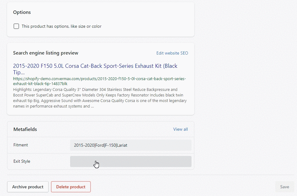 Get filters integrated with Shopify Metafields — Convermax