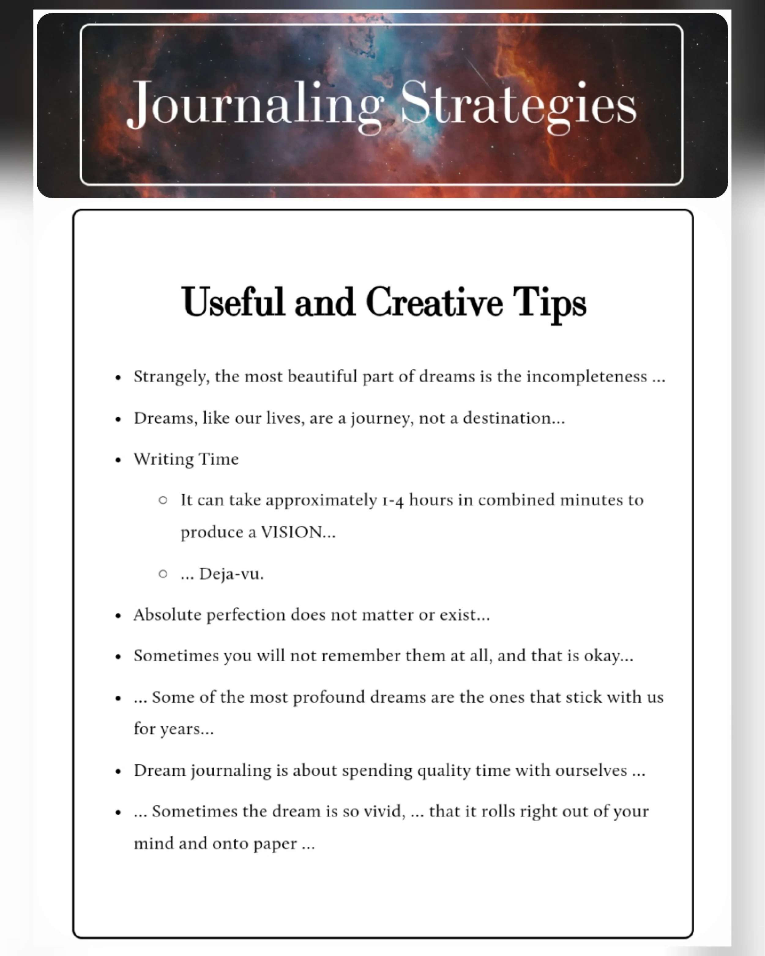 Construct - Journaling Strategies — VISIONS
