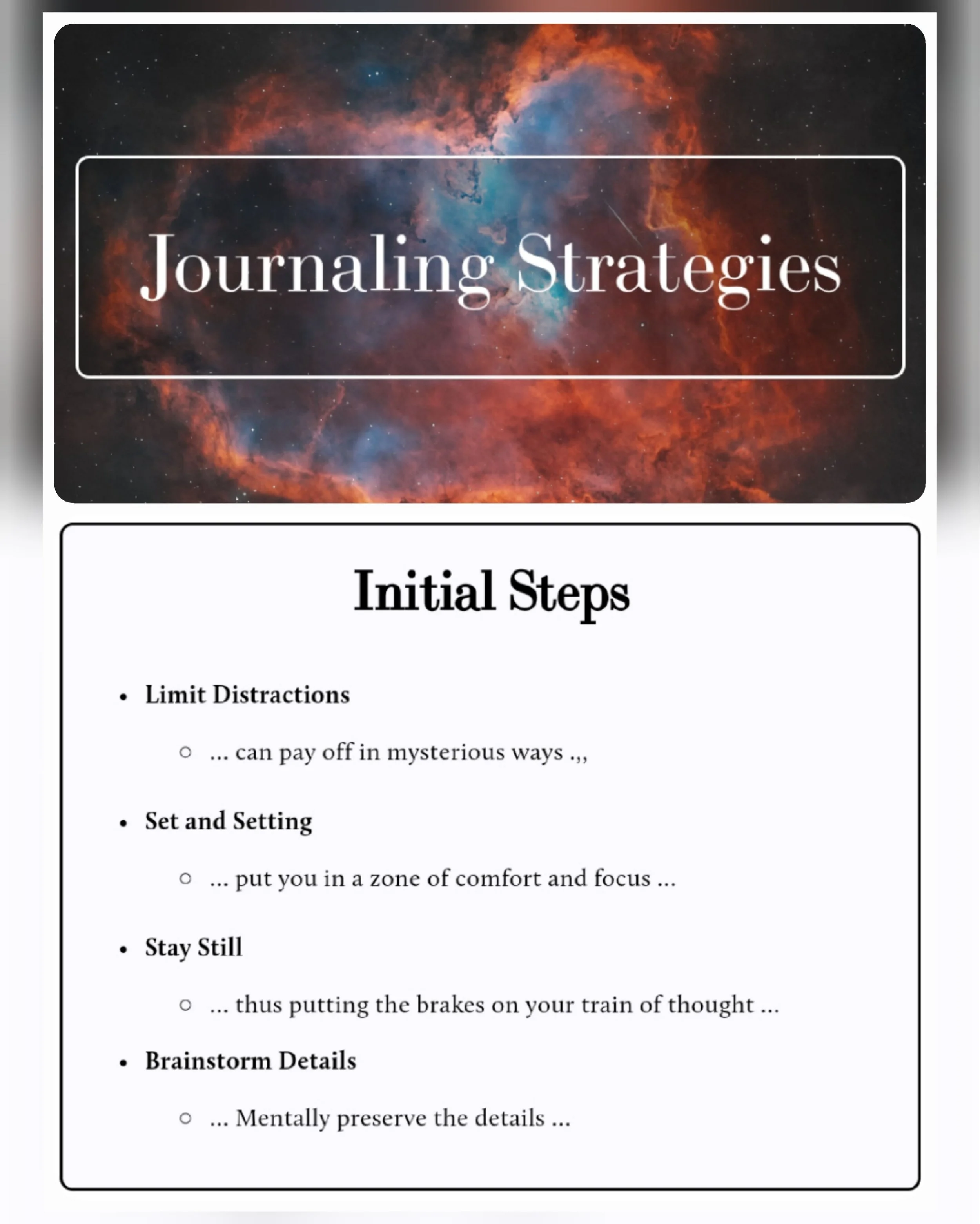 Construct - Journaling Strategies — VISIONS