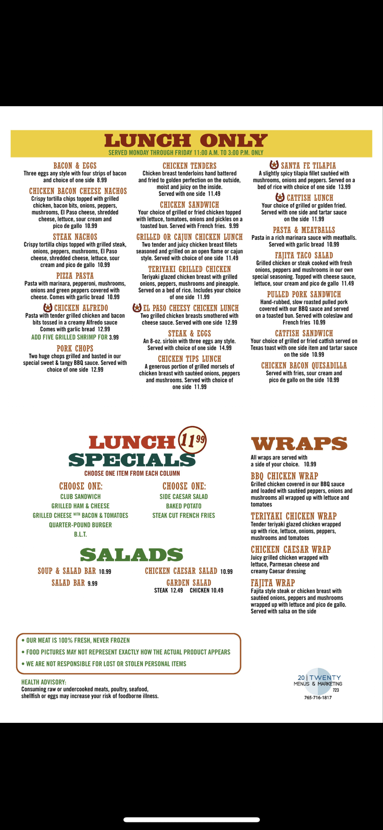 Black Stallion- Columbia KY — Mi Casa Dinner Menu