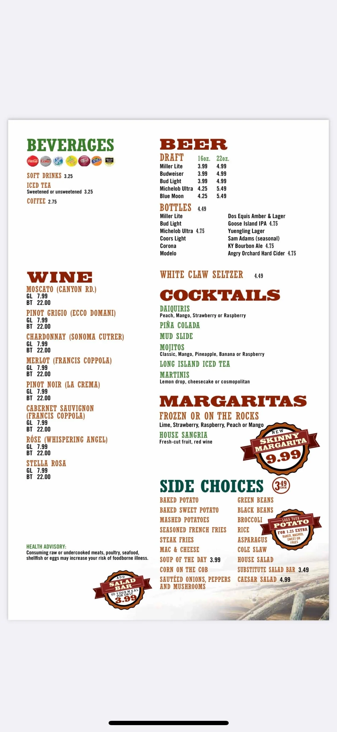 Black Stallion- Columbia KY — Mi Casa Dinner Menu