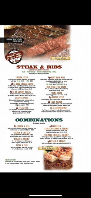 Black Stallion- Columbia KY — Mi Casa Dinner Menu