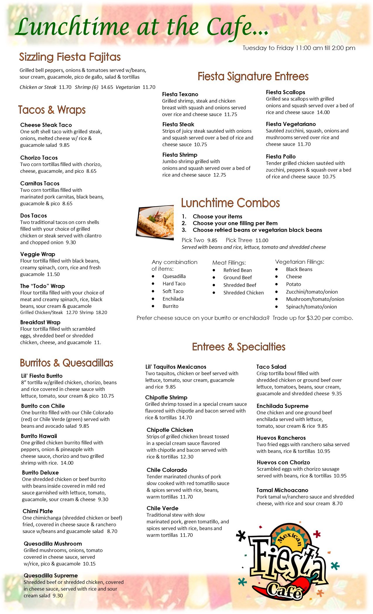 Menu — Fiesta Cafe