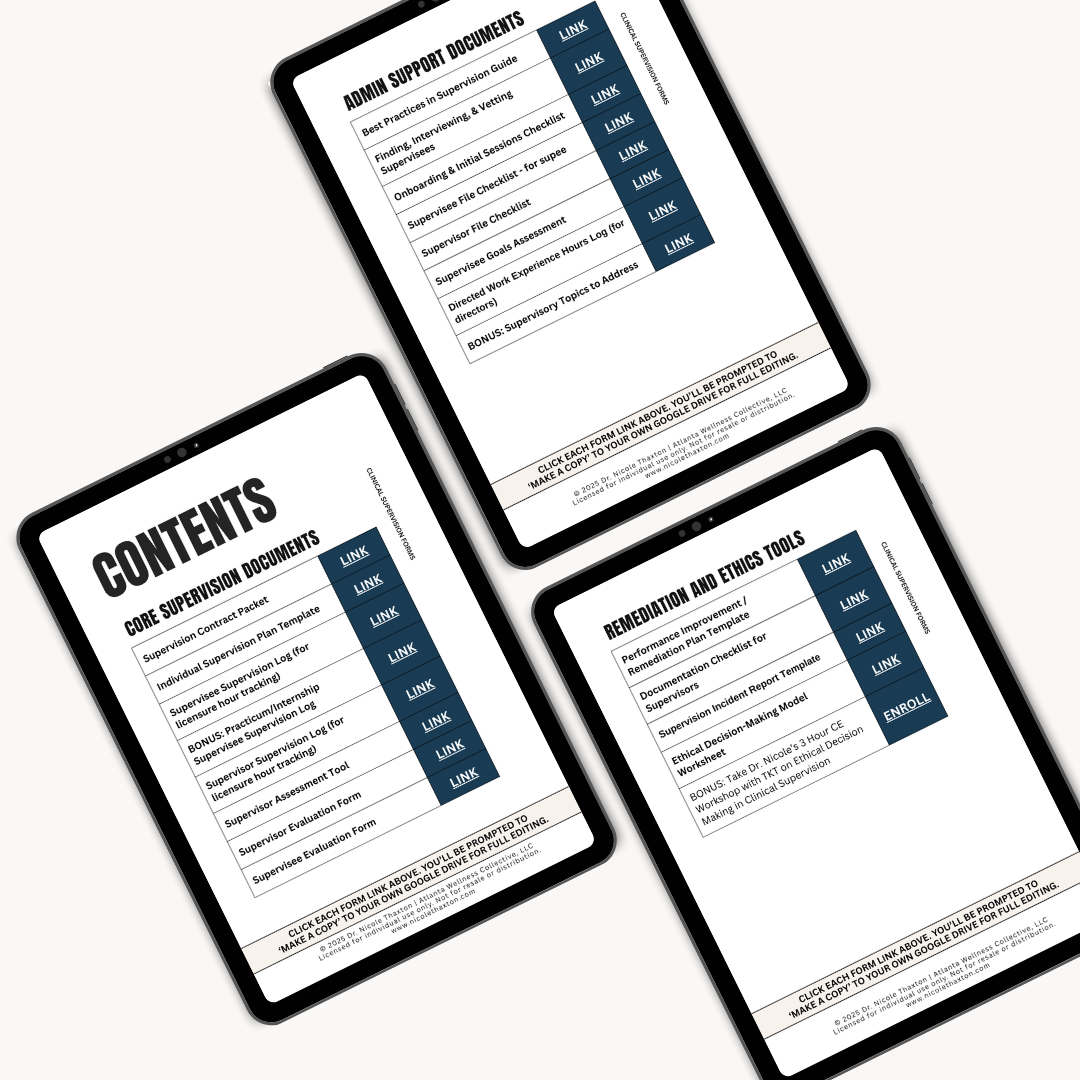Clinical Supervision Forms Packet — DR. NICOLE THAXTON