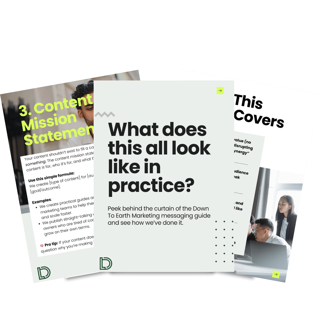 Messaging guide — Down to earth marketing