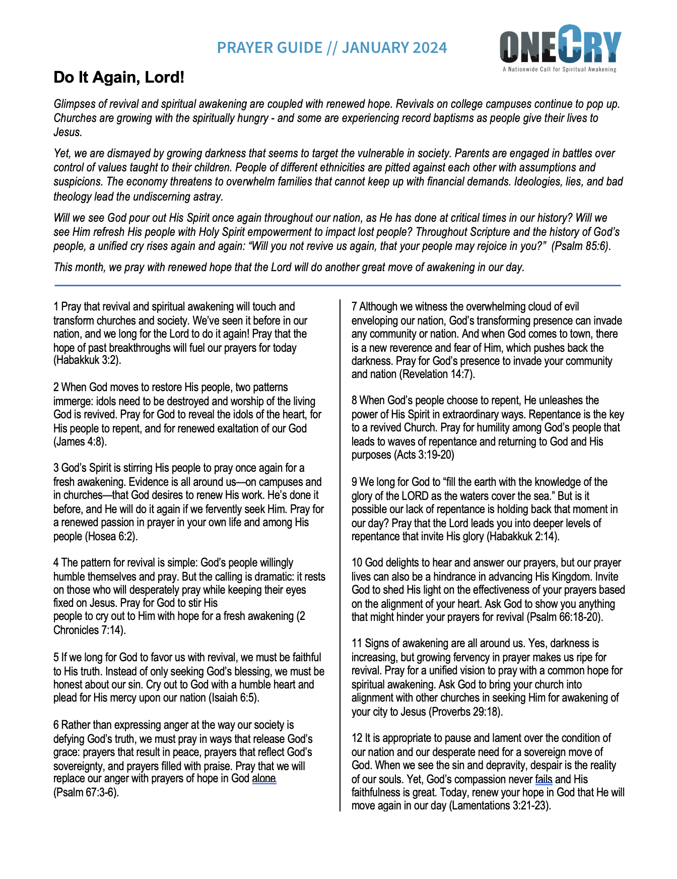 OneCry Prayer Guide — OneCry - A Nationwide Call for Revival and ...