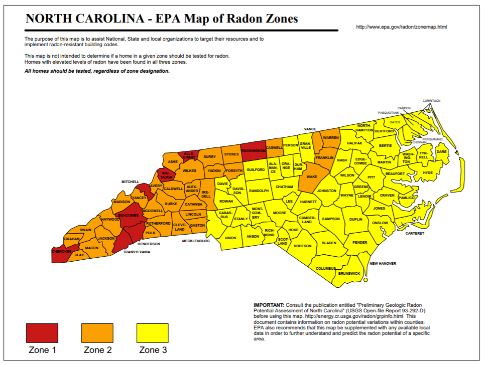 Radon Map Of North Carolina