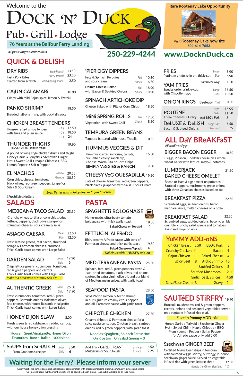 Menu — Dock n Duck