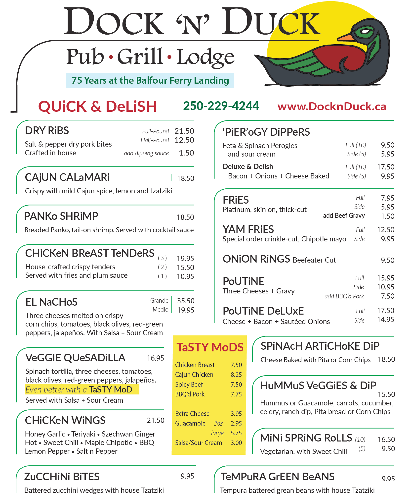 Menu — Dock n Duck