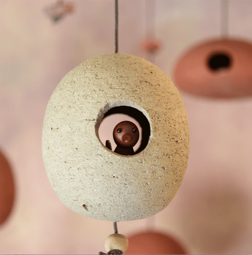 Signed Stan Bitters round earthenware birdhouse with two entrances ...