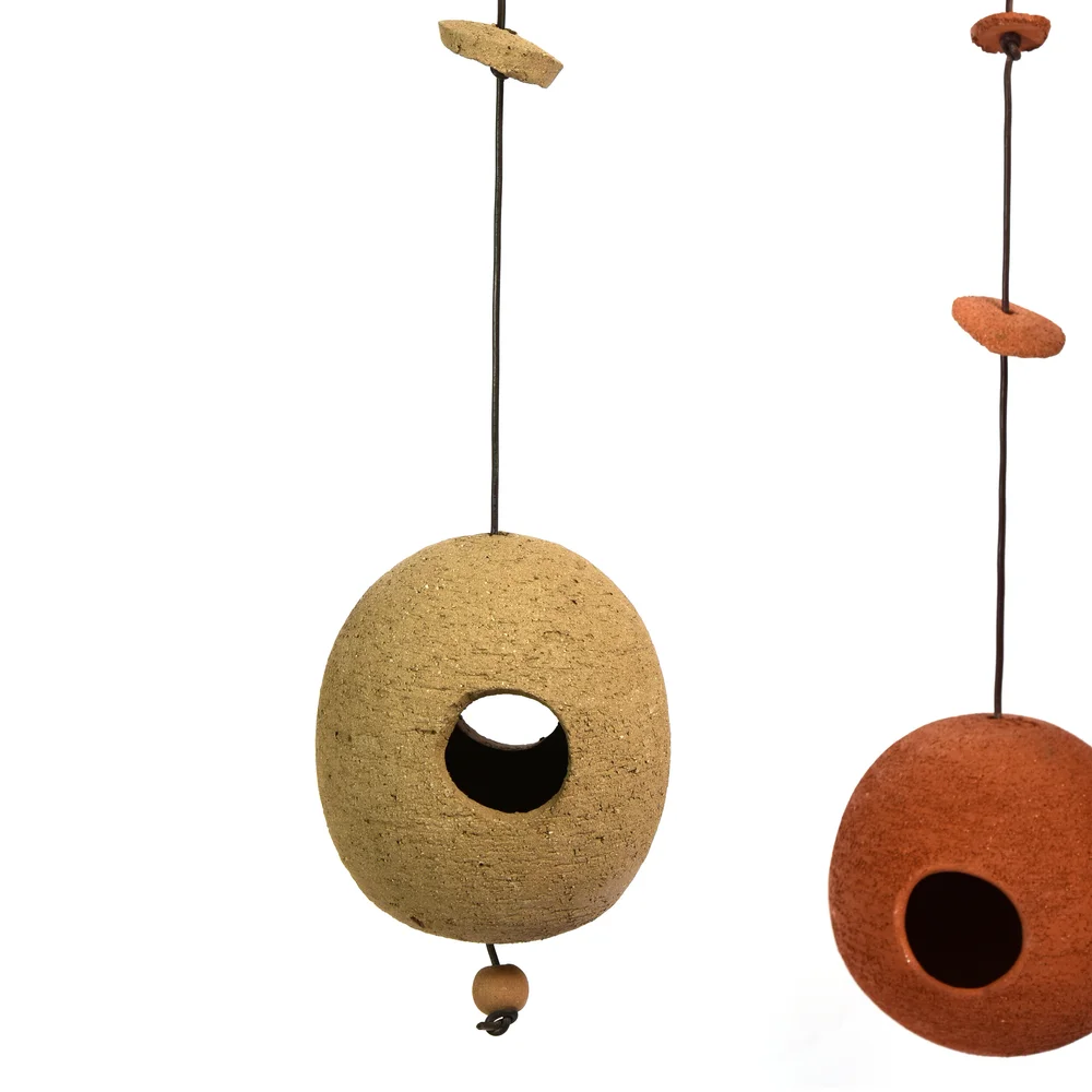 Signed Stan Bitters round earthenware birdhouse with two entrances ...