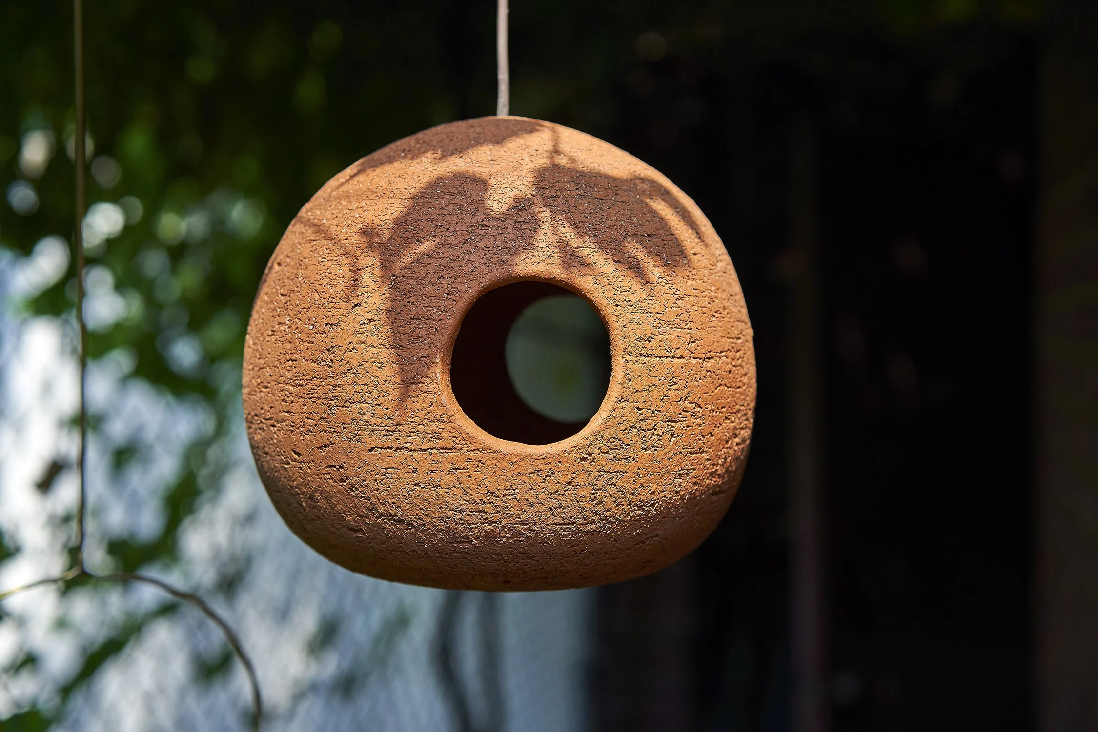 Signed Stan Bitters round earthenware birdhouse with two entrances ...