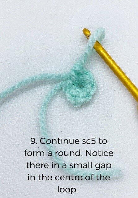 Starting with chain 2 and single crochet — Pocket Yarnlings