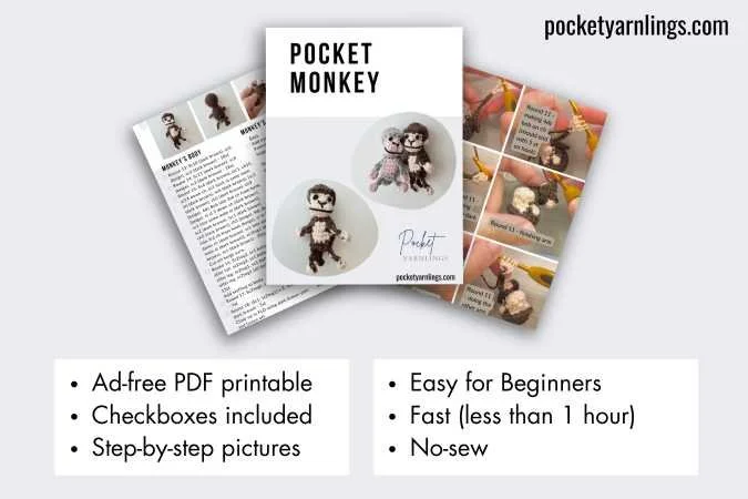 Free Monkey Crochet Pattern — Pocket Yarnlings — Pocket Yarnlings