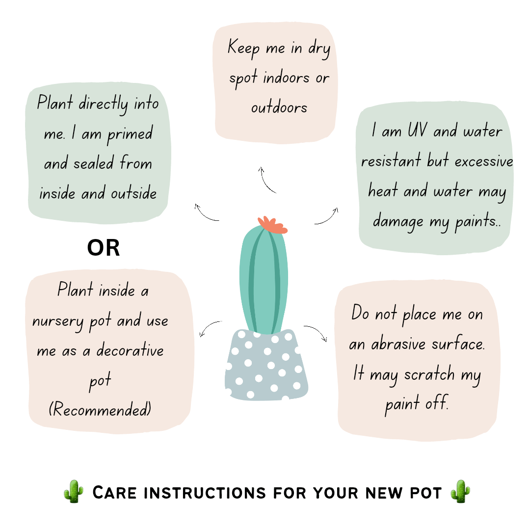 Blue clouds hand-painted terracotta planter /pot with drainage hole and ...