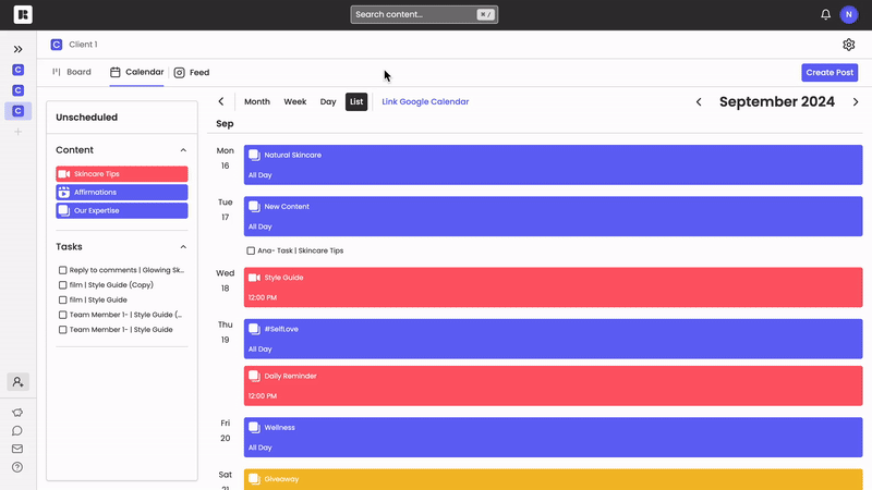 Create a Social Media Calendar — Rella