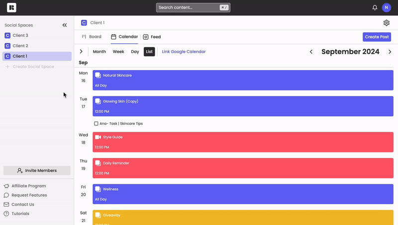 Manage Social Media Content for Multiple Clients — Rella