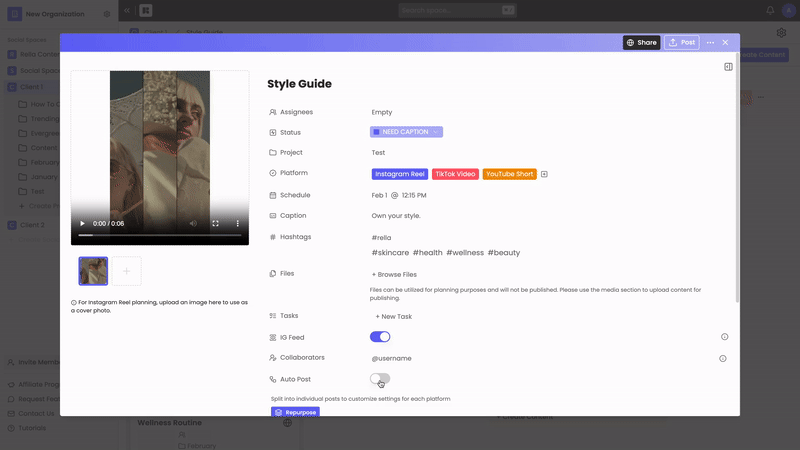 Schedule and Auto Post to Multiple Platforms — Rella