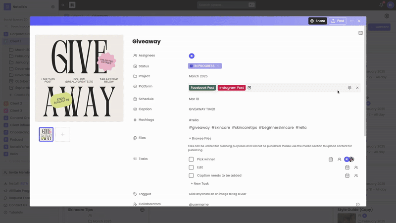 Plan and Schedule Content — Rella
