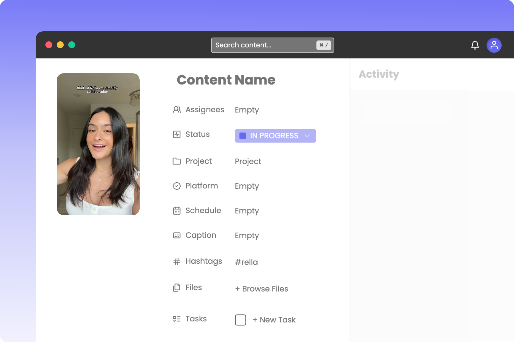 Plan and Schedule Content — Rella