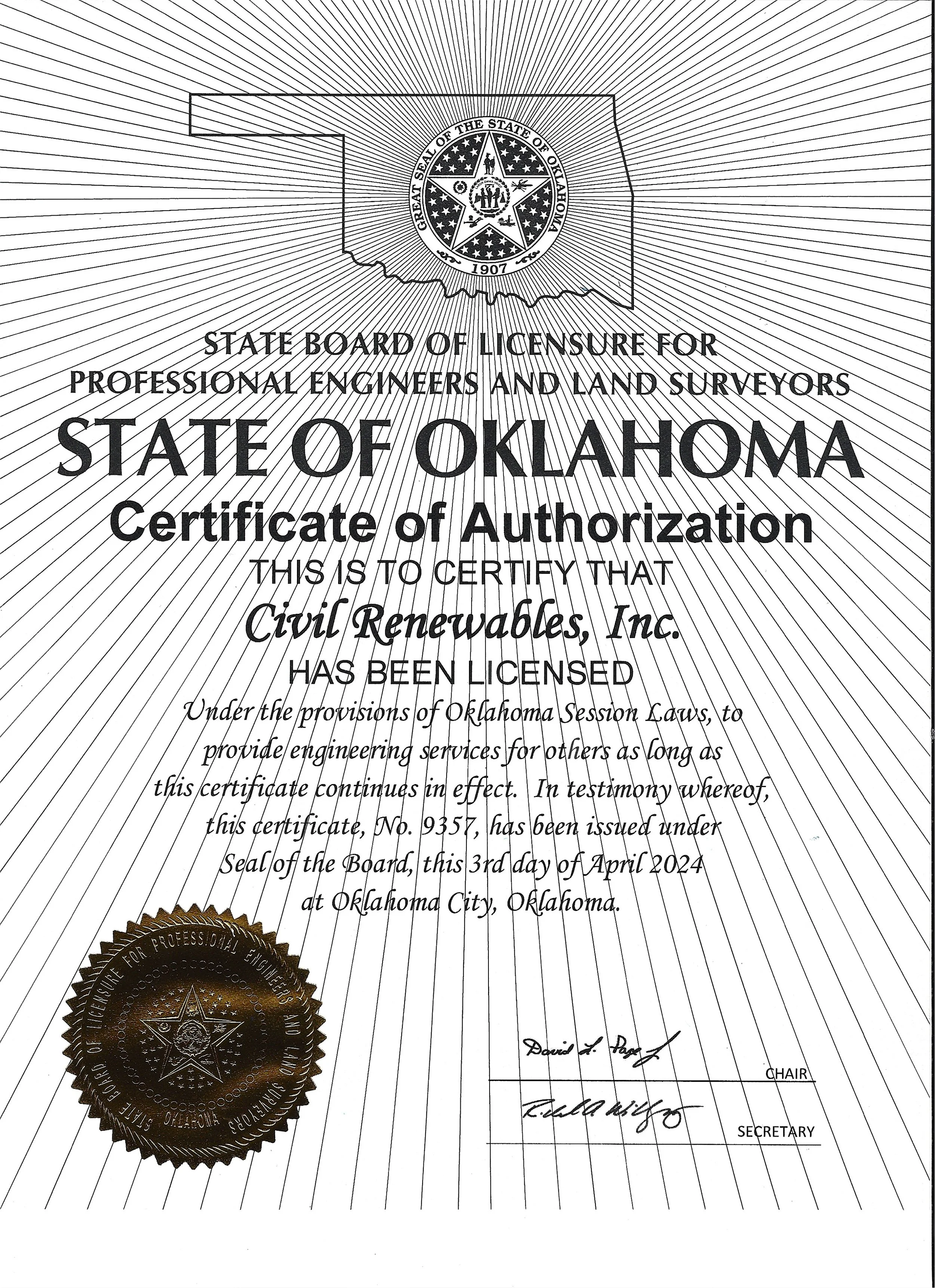 Licensing — Civil Renewables, Inc.