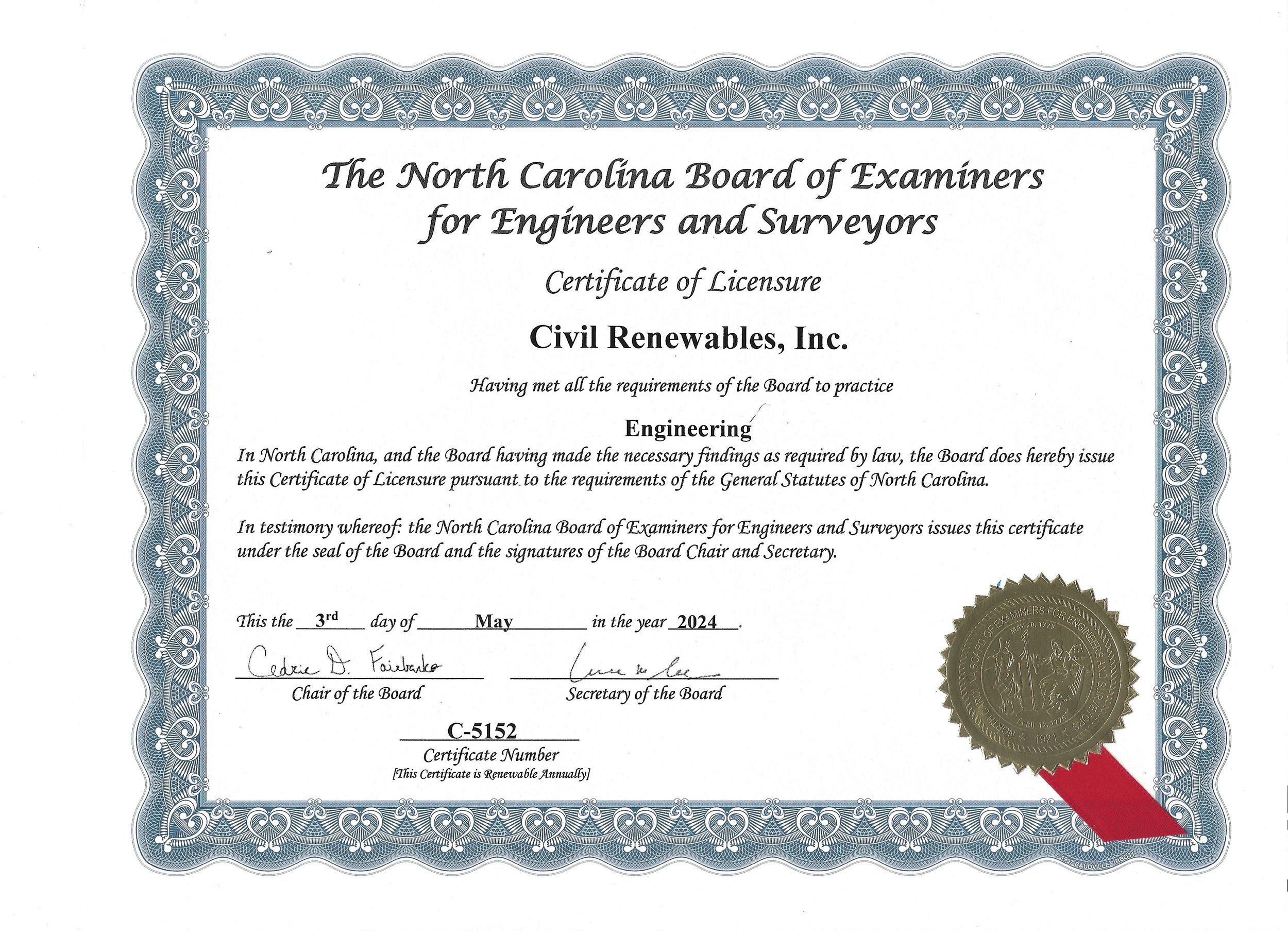 Licensing — Civil Renewables, Inc.
