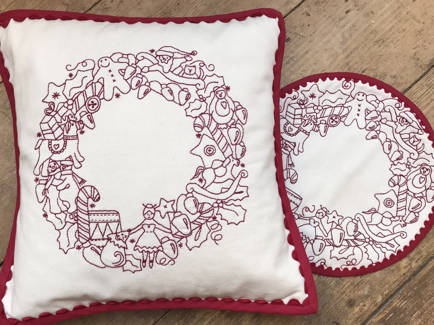 Redwork Christmas Dome Decorations (Candy Cane) — Dandelion Designs by ...