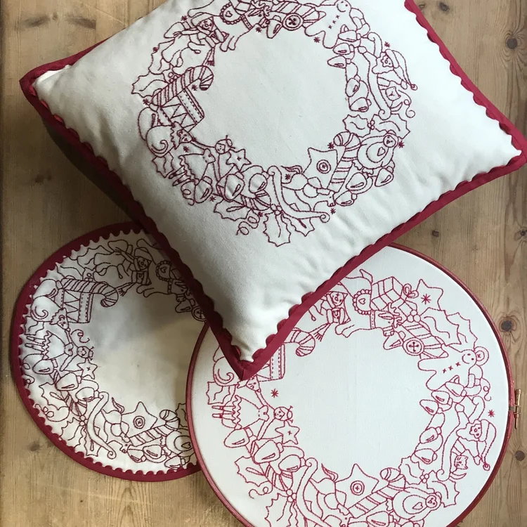 Redwork Christmas Dome Decorations (Candy Cane) — Dandelion Designs by ...