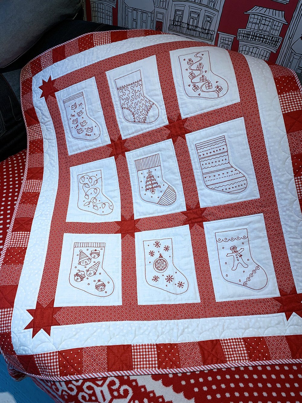 Redwork Christmas Dome Decorations (Candy Cane) — Dandelion Designs by ...