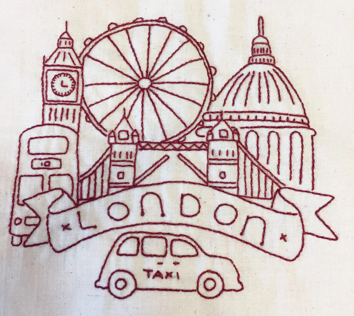 Snowy Night's Redwork Cushion Pattern — Dandelion Designs by Mandy Shaw