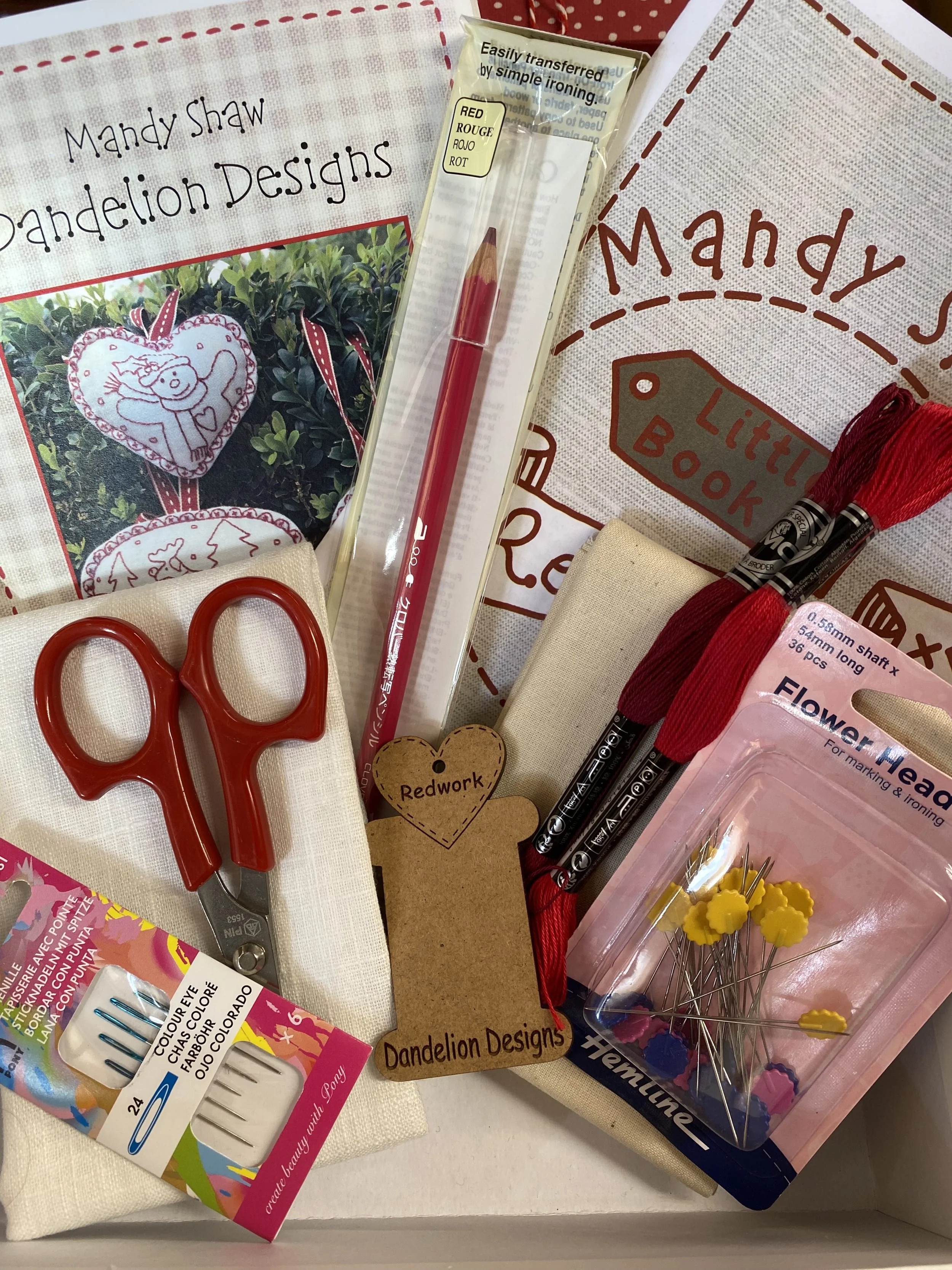 I Do Sew Love to Sew Redwork Cushion Kit — Dandelion Designs by Mandy Shaw