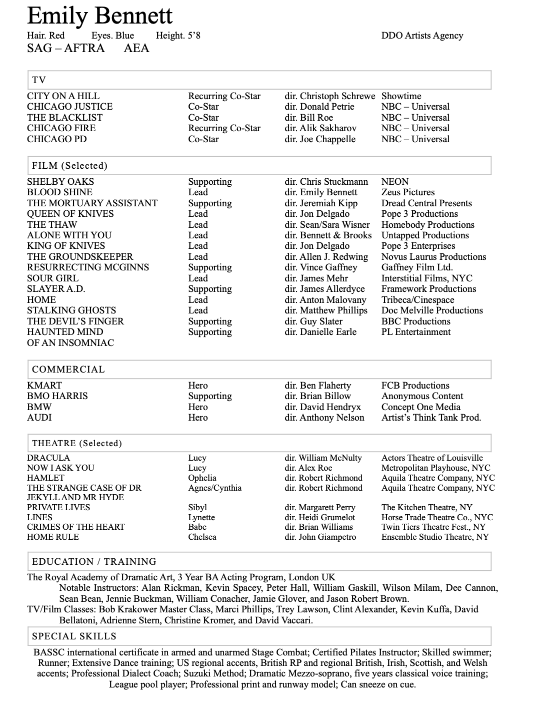 Emily Bennett Actress — Emily Bennett - Writer / Director