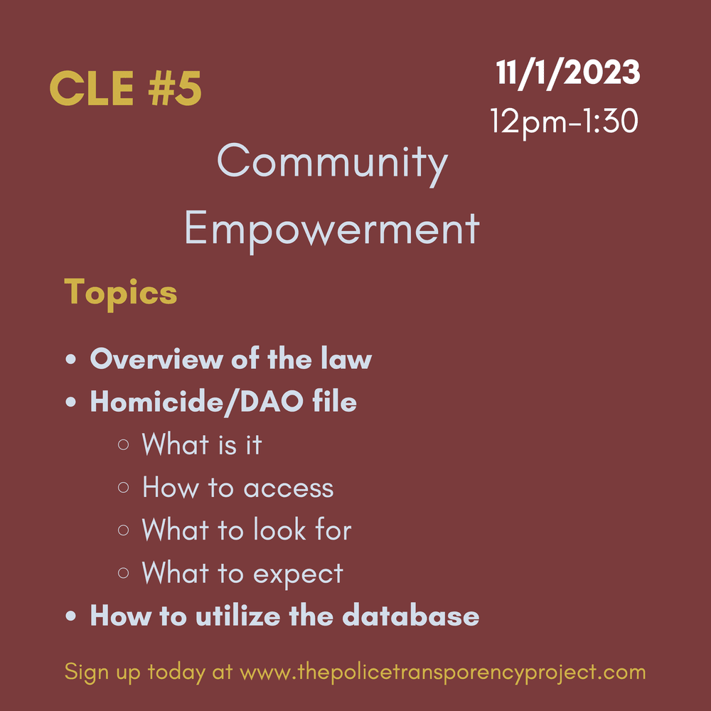 PTP Continued Legal Education Class — The Police Transparency Project