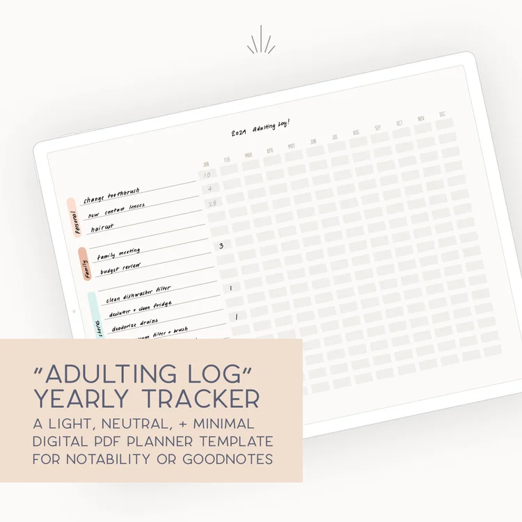 Yearly Chore Tracker for Adulting | Printable & Digital Planning ...