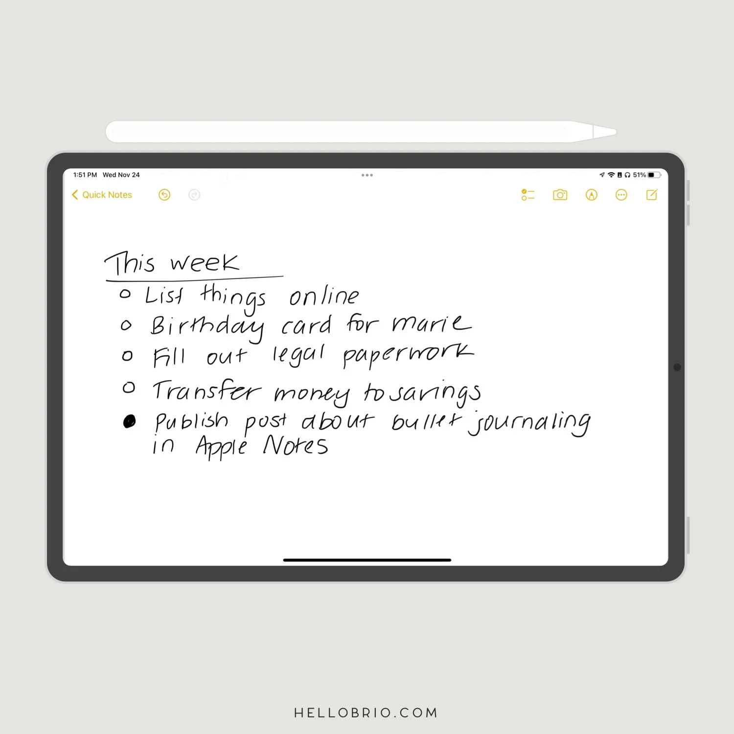 Create a digital bullet journal in Apple Notes — Hello Brio