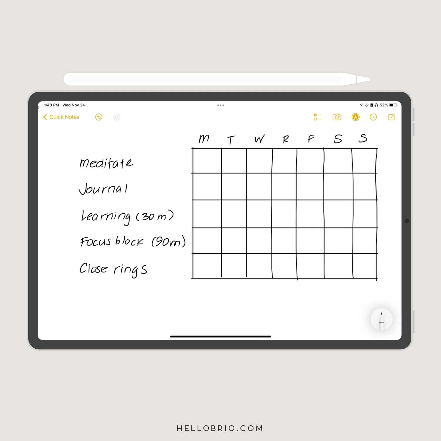 Create a digital bullet journal in Apple Notes — Hello Brio