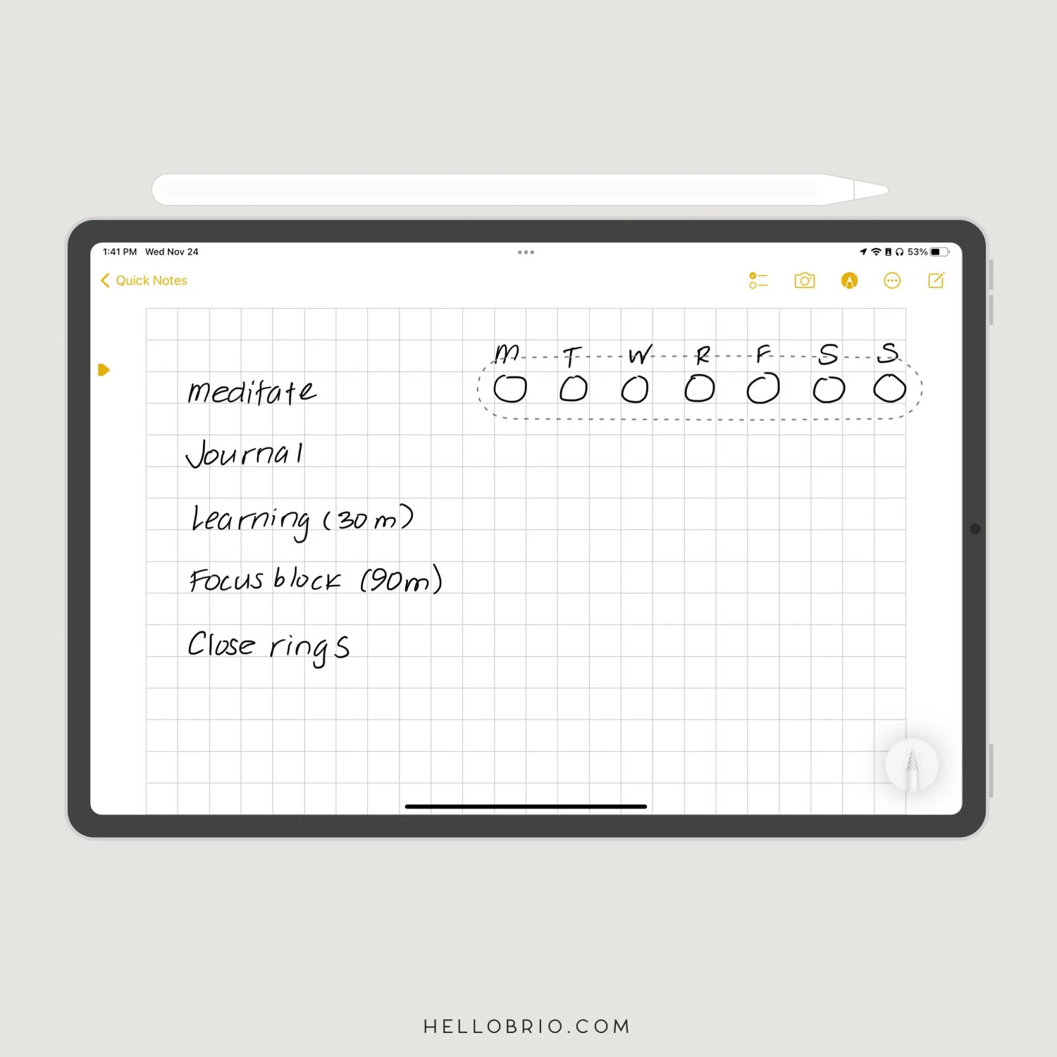 Create a digital bullet journal in Apple Notes — Hello Brio