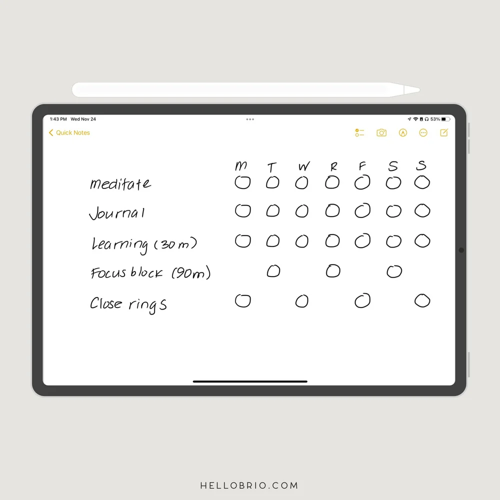 Create a digital bullet journal in Apple Notes — Hello Brio