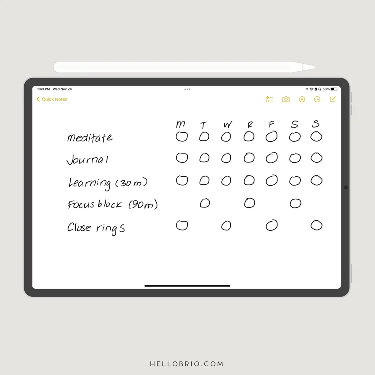 Create a digital bullet journal in Apple Notes — Hello Brio