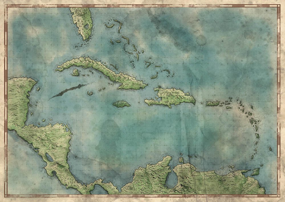 Dark Caribbean World Map & Cartography Kit by Limithron | Limithron